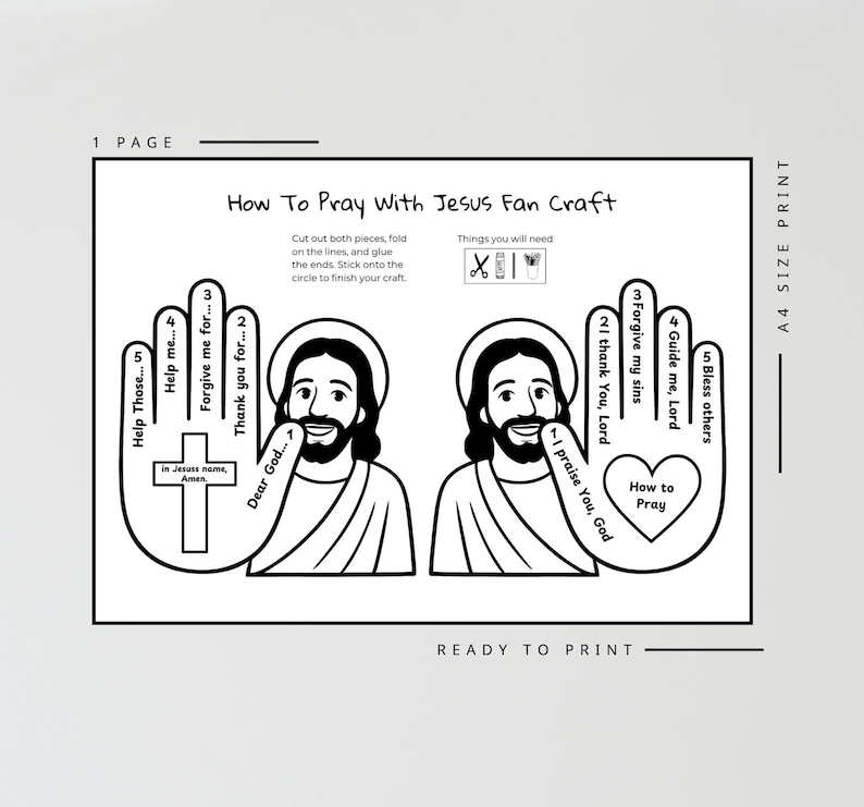How to Pray Fan Craft for Kids | 5 Finger Prayer Hand Printable ...