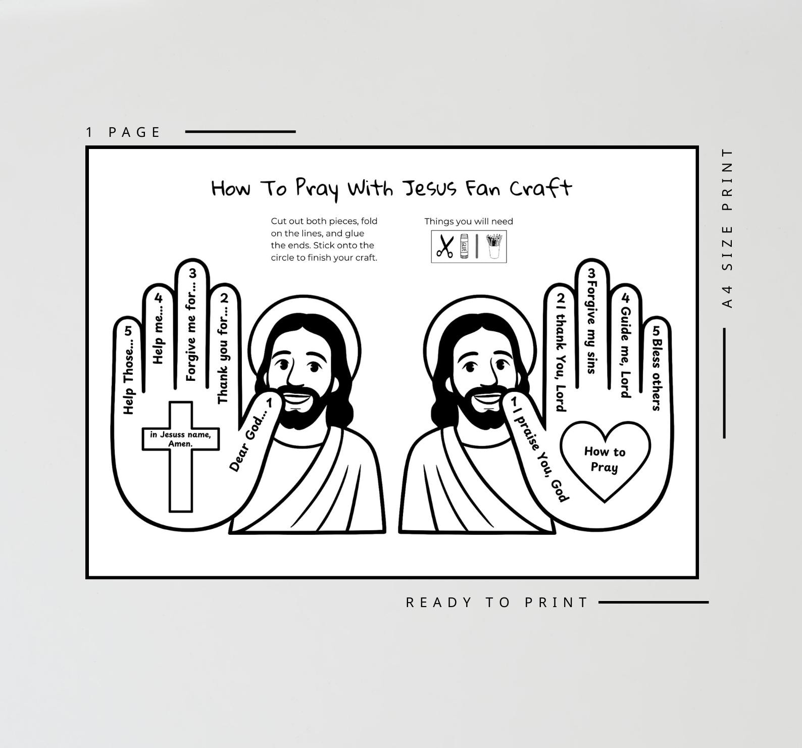 How to Pray Fan Craft for Kids | 5 Finger Prayer Hand Printable ...