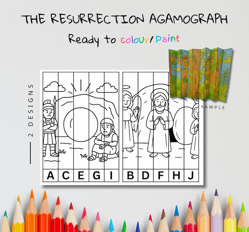 Printable Resurrection of Jesus Agamograph – He is Risen Bible Craft for Kids – Sunday School ...