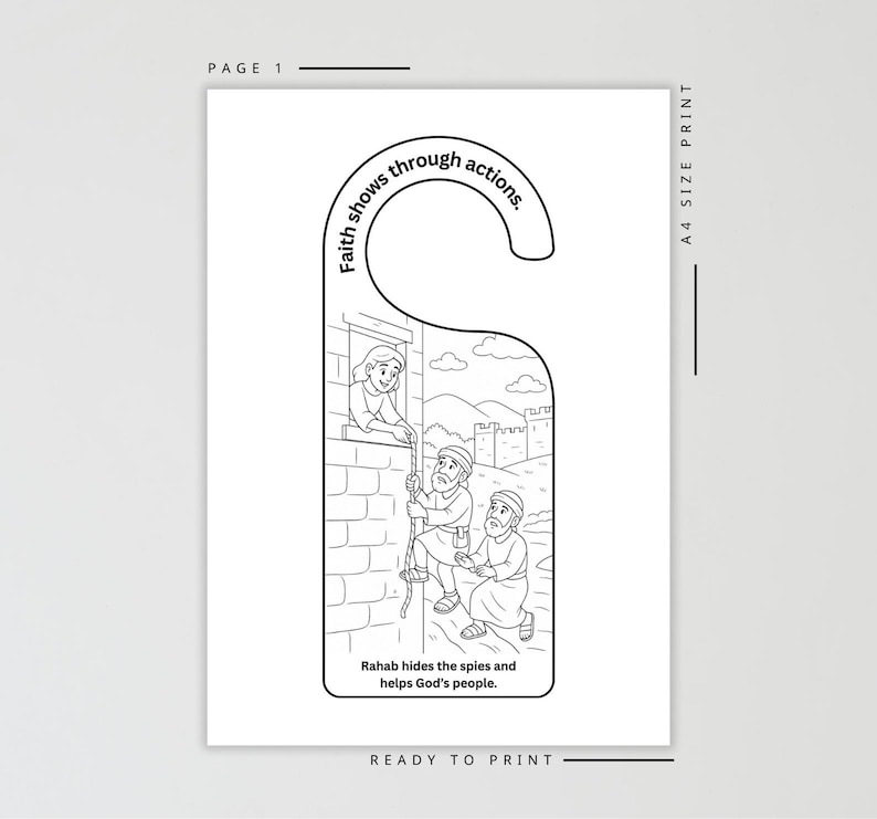 Rahab & the Spies Kids Bible Craft Door Hanger | Joshua 2 Coloring ...