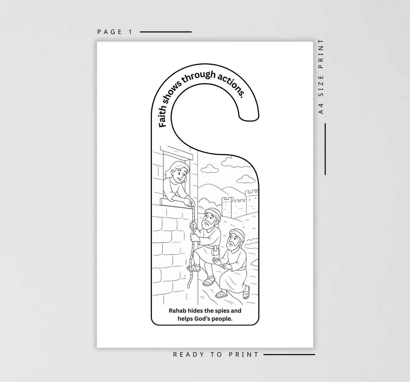 Rahab & the Spies Kids Bible Craft Door Hanger | Joshua 2 Coloring ...