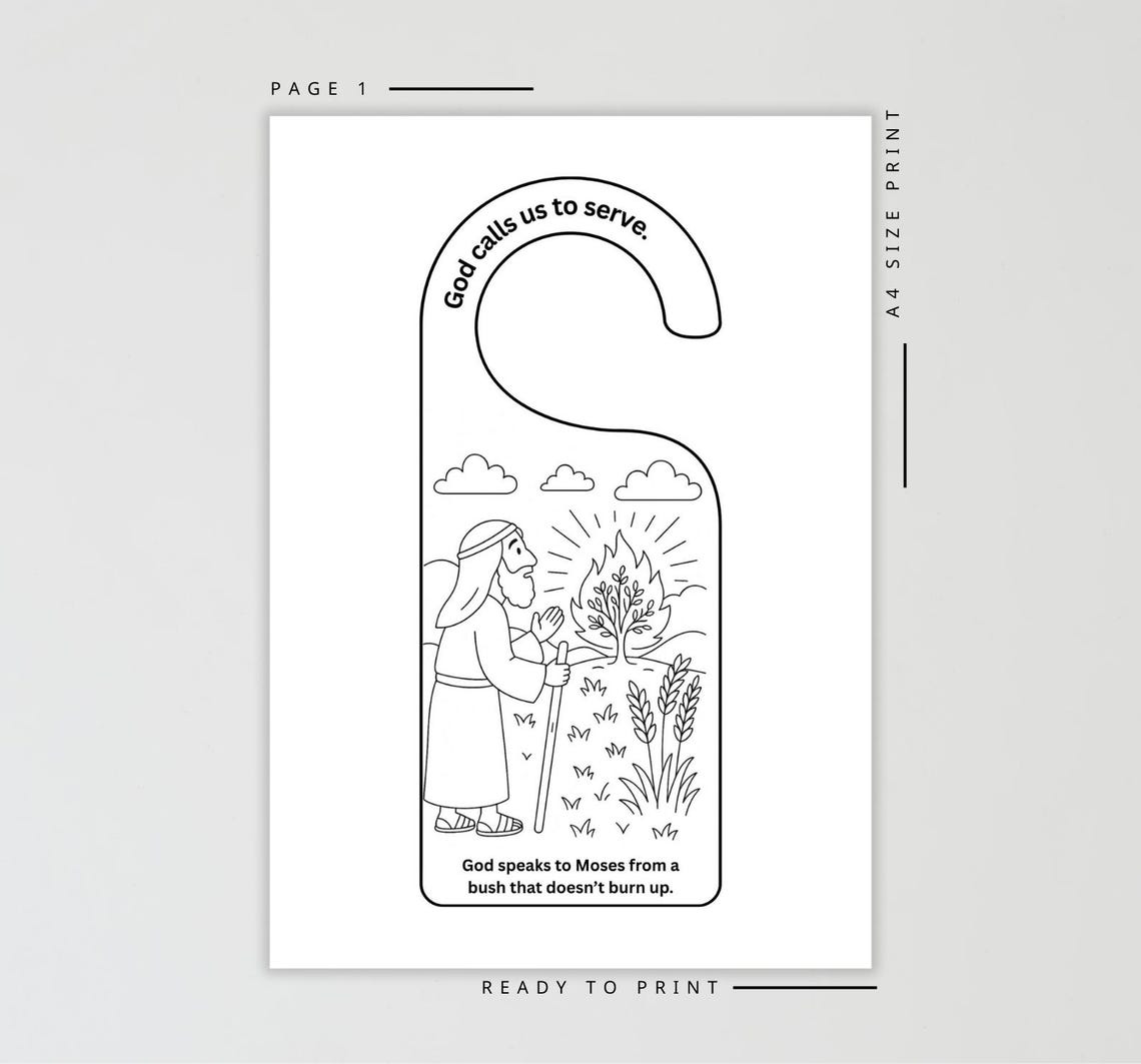 Moses & Burning Bush Kids Bible Craft Door Hanger | Exodus 3 Activity ...