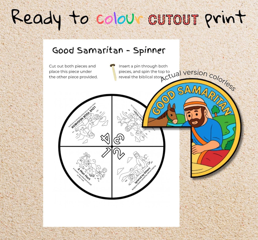 Good Samaritan Coloring Wheel, Bible Story Craft for Kids, Love and ...