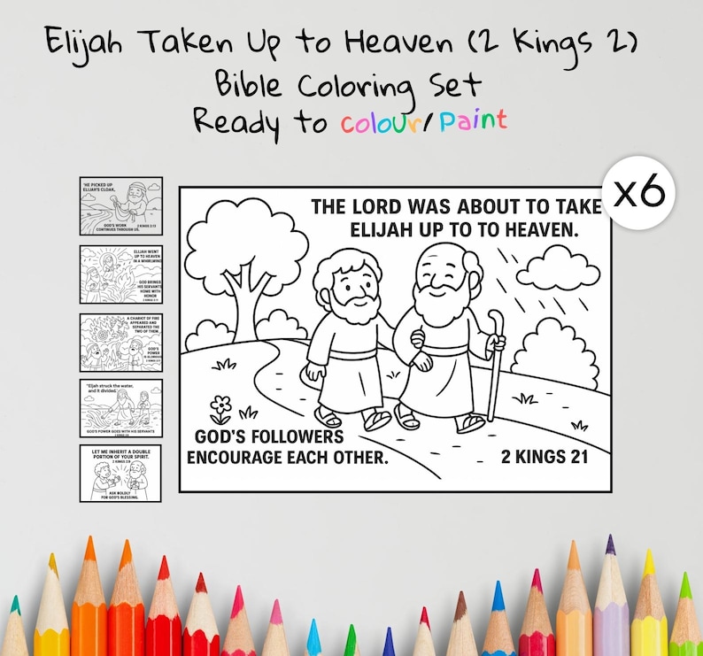 Elijah Taken to Heaven Coloring Pages Craft | Kids Bible Craft | 2 ...
