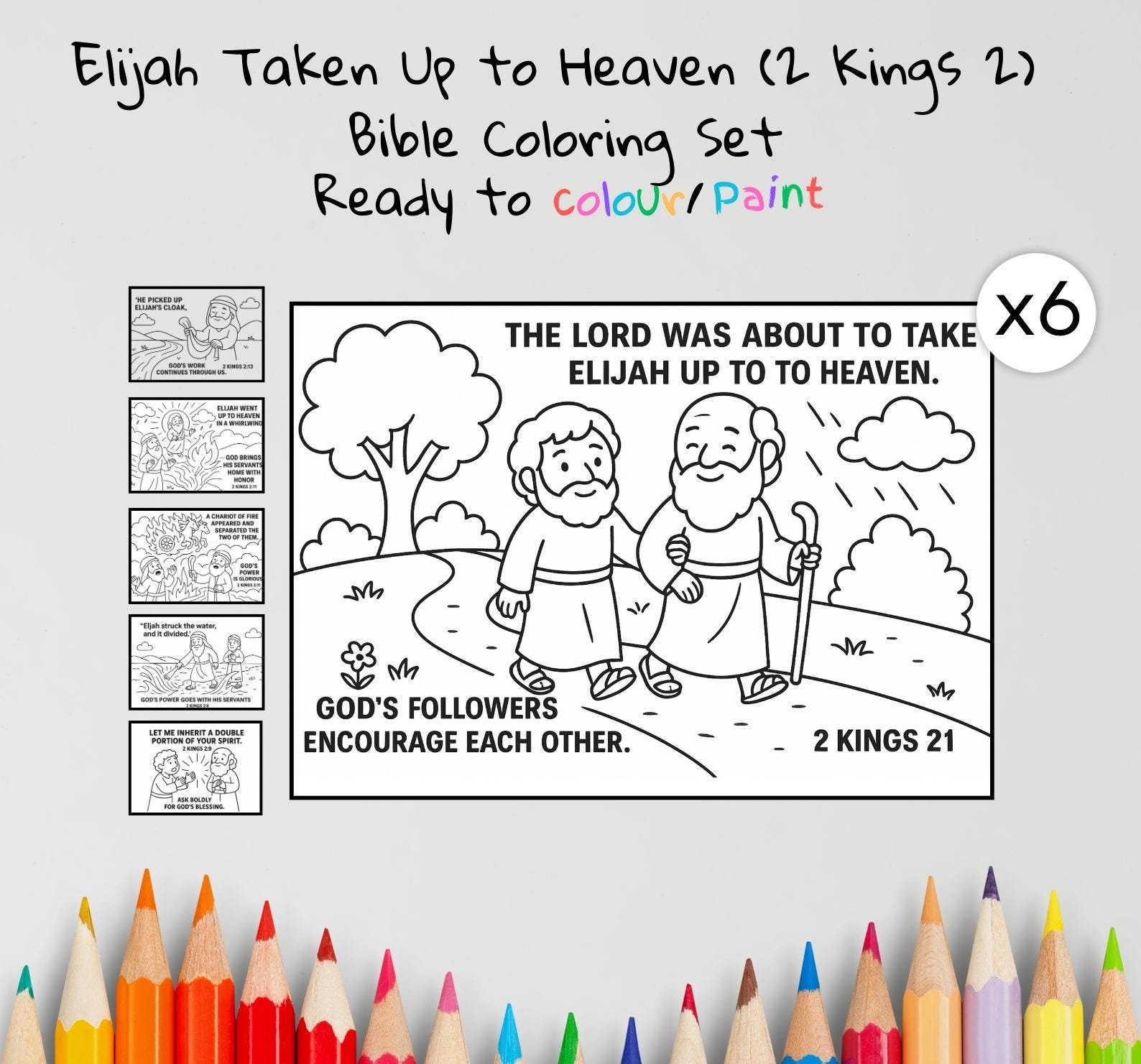 Elijah Taken to Heaven Coloring Pages Craft | Kids Bible Craft | 2 ...