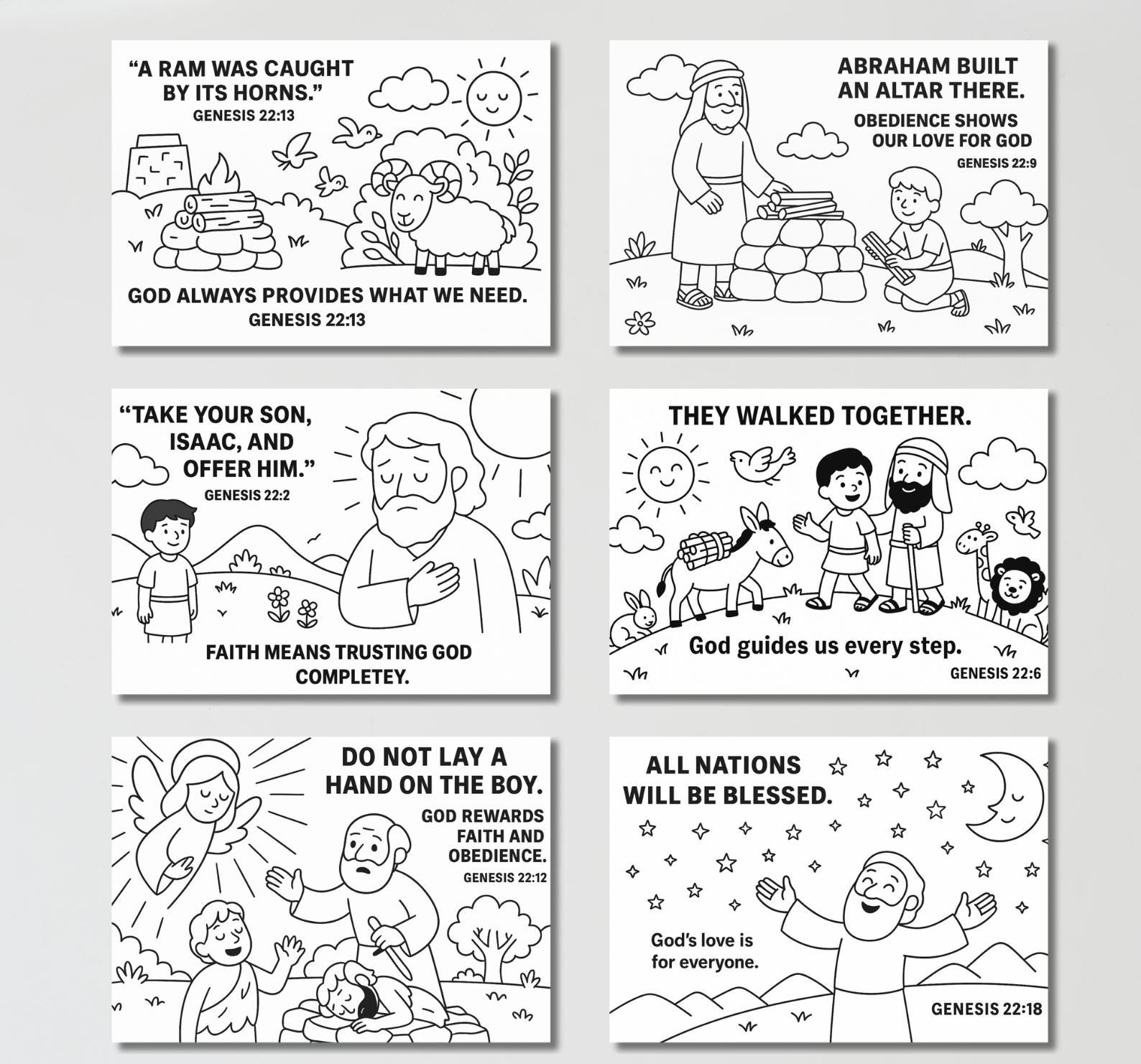 Abraham & Isaac Bible Coloring Pages Craft | Kids Bible Craft | Genesis ...