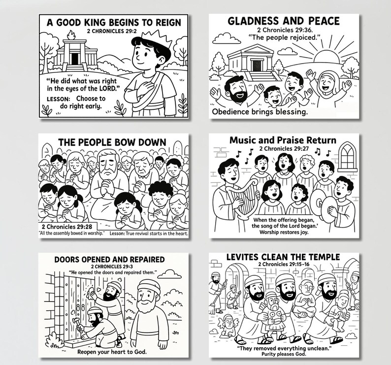 Hezekiah Cleanses the Temple Coloring Pages Craft | Kids Bible Craft ...