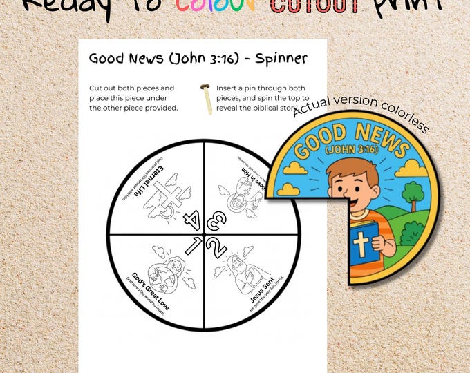 John 3:16 Coloring Wheel, the Good News Sunday School Craft, Printable ...