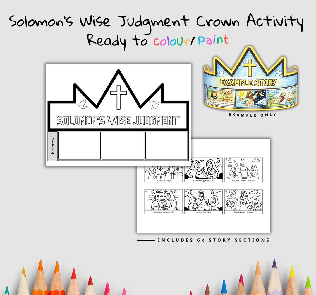 Solomon’s Judgment Bible Crown Printable | Wise Decisions | Christian ...