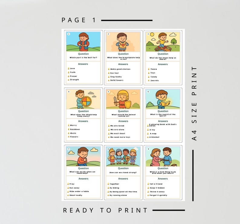 The Armor of God Kids Bible Card Game | Ephesians 6 Activity for Kids ...