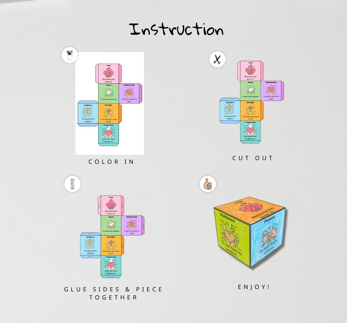 Prayer Actions Cube Craft Printable for Kids, Bible Activity ...