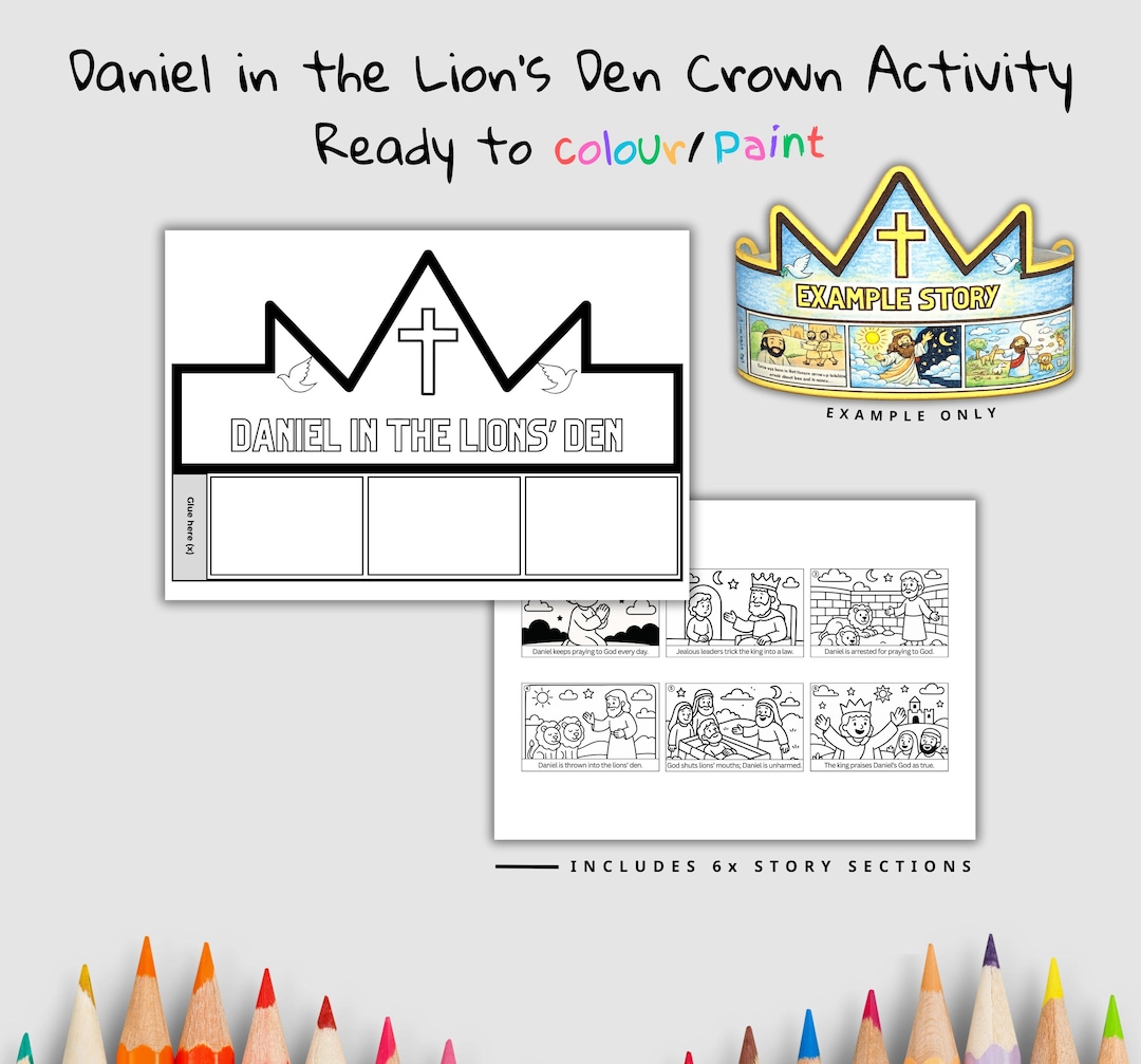 Daniel in the Lions Den Bible Crown Printable | Trust God Coloring ...