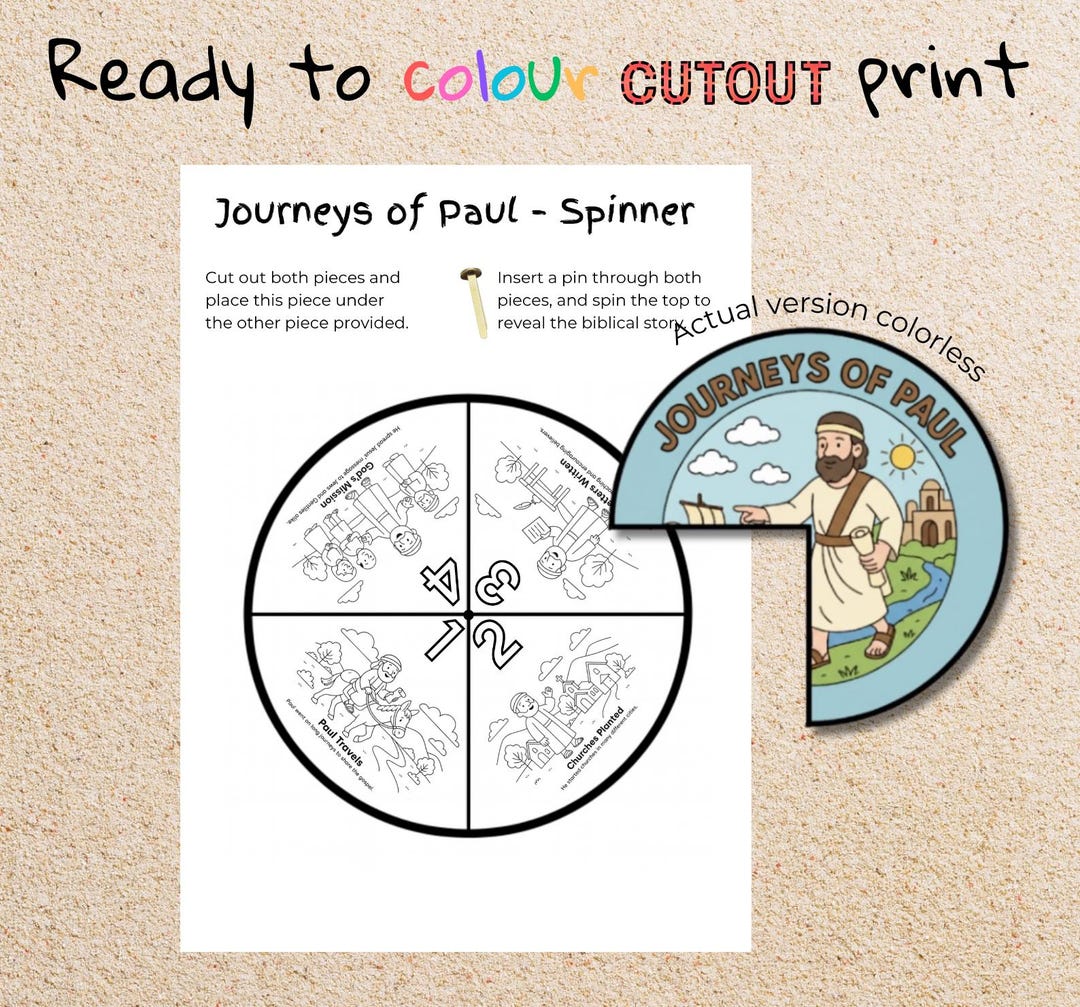 Journeys of Paul Coloring Wheel, Apostle Paul Bible Craft for Kids ...