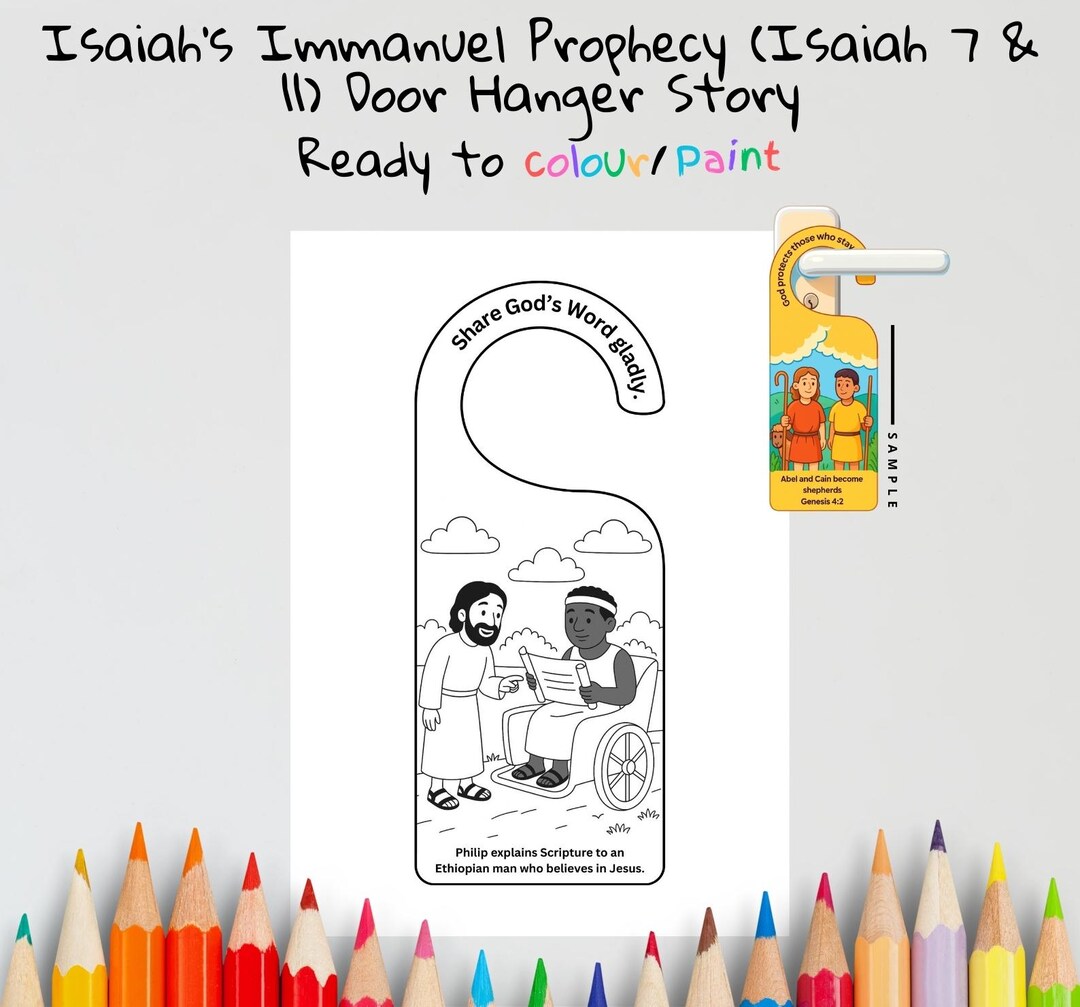 Philip & Ethiopian Kids Bible Craft Door Hanger | Acts 8 Coloring Craft ...