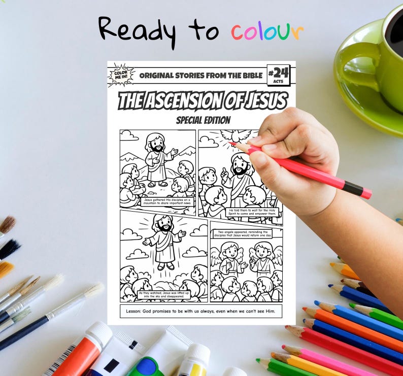 The Ascension of Jesus A4 Bible Comic Coloring Page | Sunday School ...