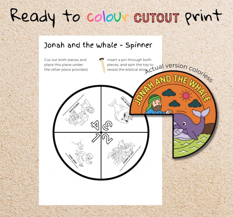 Jonah and the Whale Coloring Wheel, Bible Story Craft for Kids ...