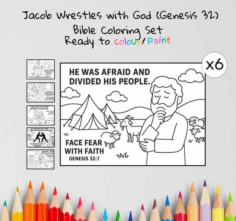 Jacob Wrestles With God Coloring Pages Craft | Kids Bible Craft ...