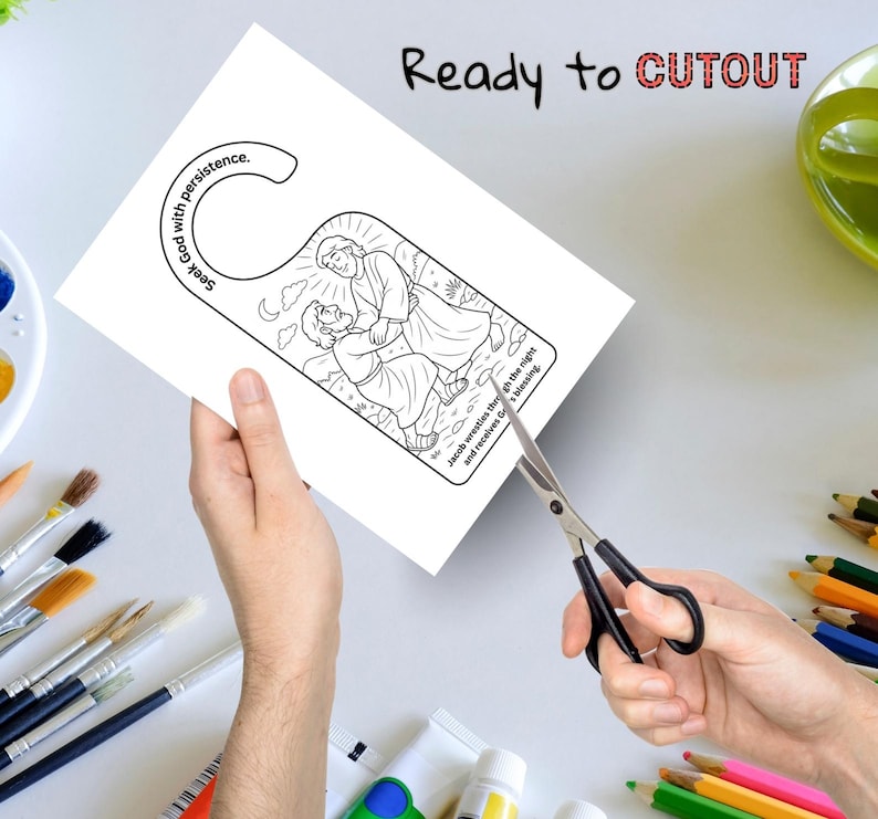 Jacob Wrestles With God Kids Bible Craft Door Hanger | Genesis 32 ...