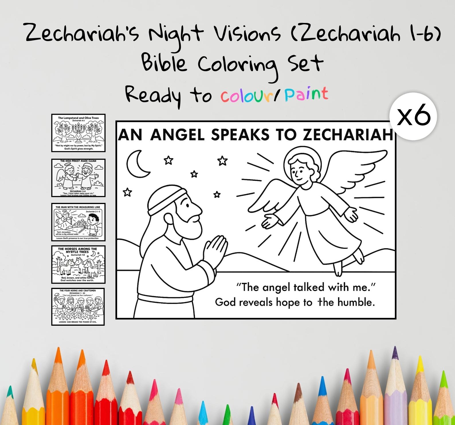 Zechariah’s Night Visions Coloring Pages Craft | Kids Bible Craft ...