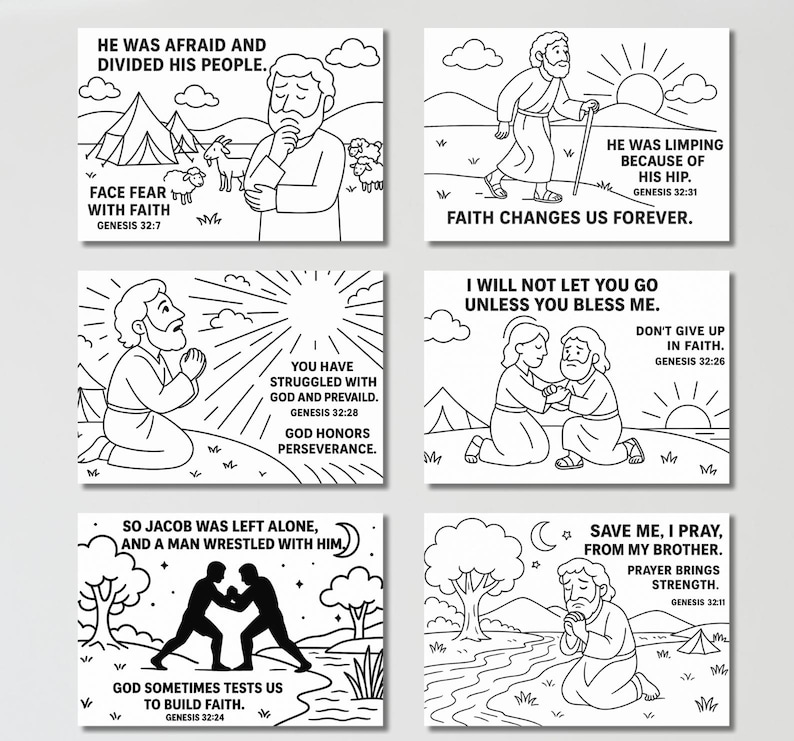 Jacob Wrestles With God Coloring Pages Craft | Kids Bible Craft ...