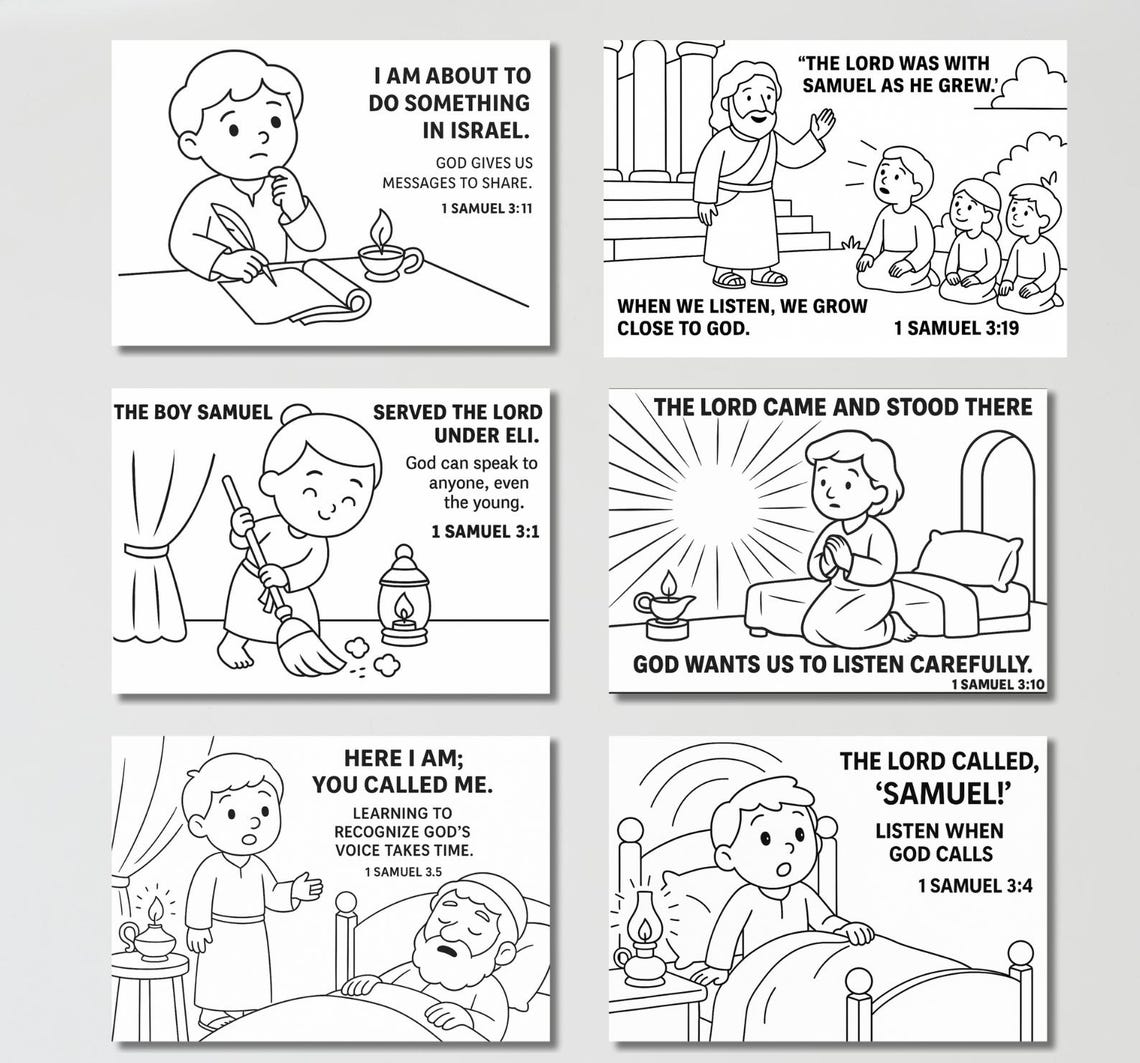 Samuel Hears God Coloring Pages Craft | Kids Bible Craft | 1 Samuel 3 ...