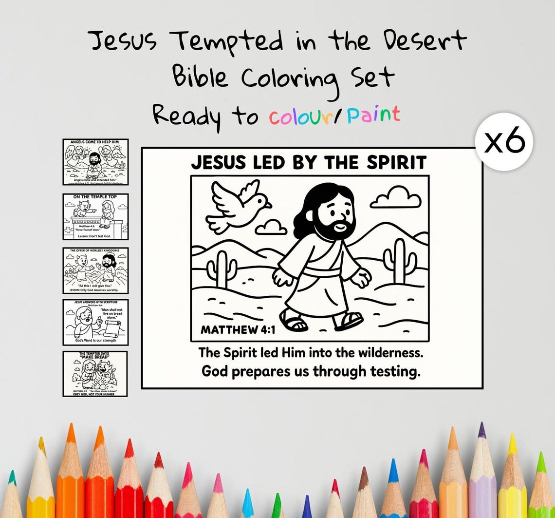 Jesus Tempted in the Desert Coloring Pages Craft | Kids Bible Craft ...