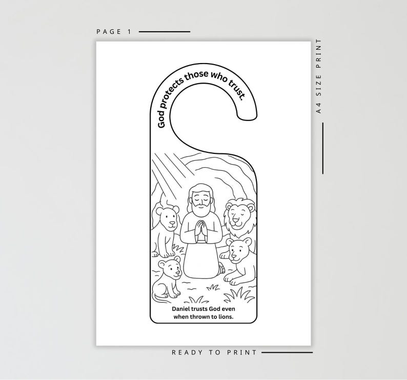 Daniel & the Lions’ Den Kids Bible Craft Door Hanger | Daniel 6 ...