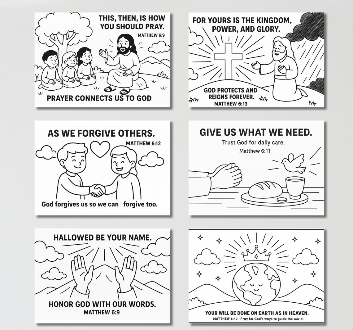 Lord’s Prayer Coloring Pages Craft | Kids Bible Craft | Matthew 6 ...