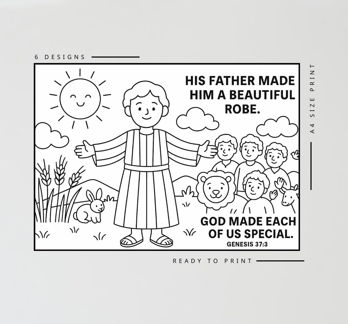 Joseph Bible Coloring Pages Craft | Kids Bible Craft | Genesis 37–45 ...