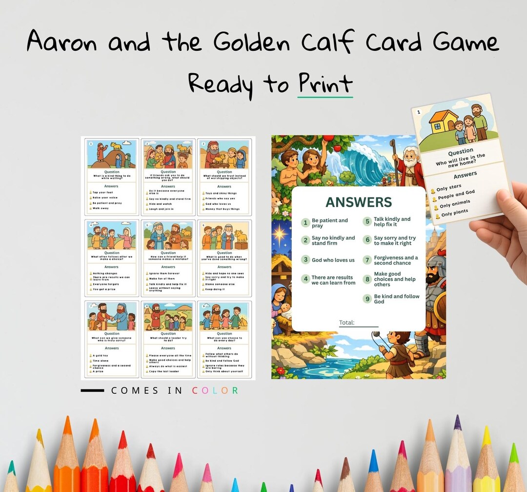 Aaron and the Golden Calf Kids Bible Card Game | Exodus 32 Activity for ...