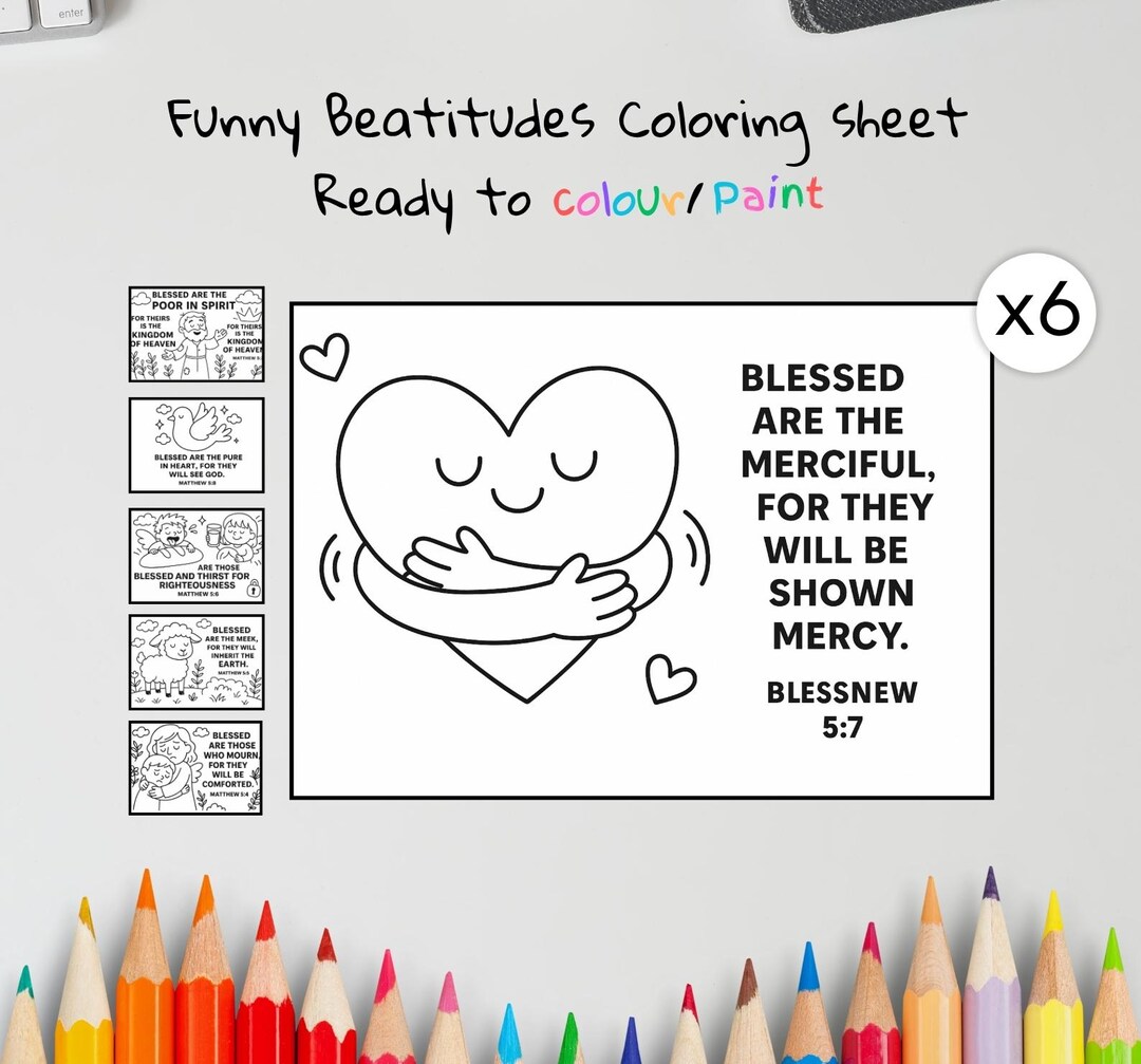 Funny Beatitudes Coloring Pages – Christian Kids Activity – Scripture ...