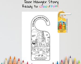 Tower of Babel Kids Bible Craft Door Hanger | Bible Activity for Kids ...
