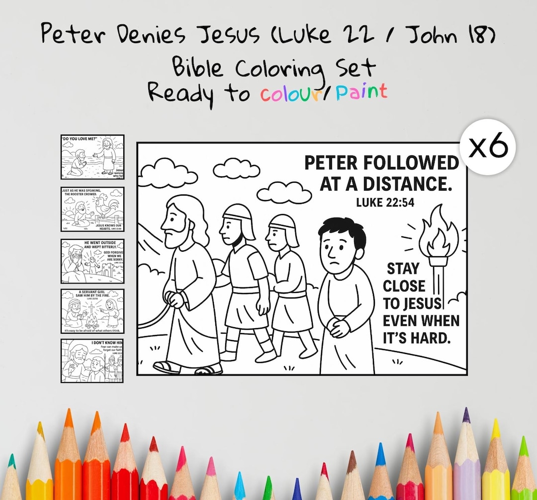 Peter Denies Jesus Coloring Pages Craft | Kids Bible Craft | Luke 22 ...