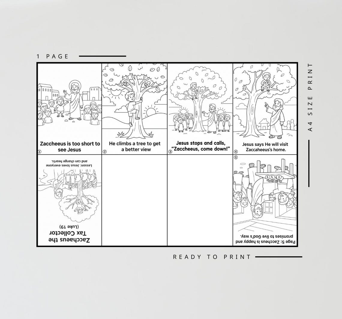 Zacchaeus Bible Craft | Kids Sunday School Activity | Bible Coloring ...