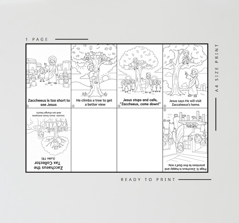 Zacchaeus Bible Craft | Kids Sunday School Activity | Bible Coloring ...