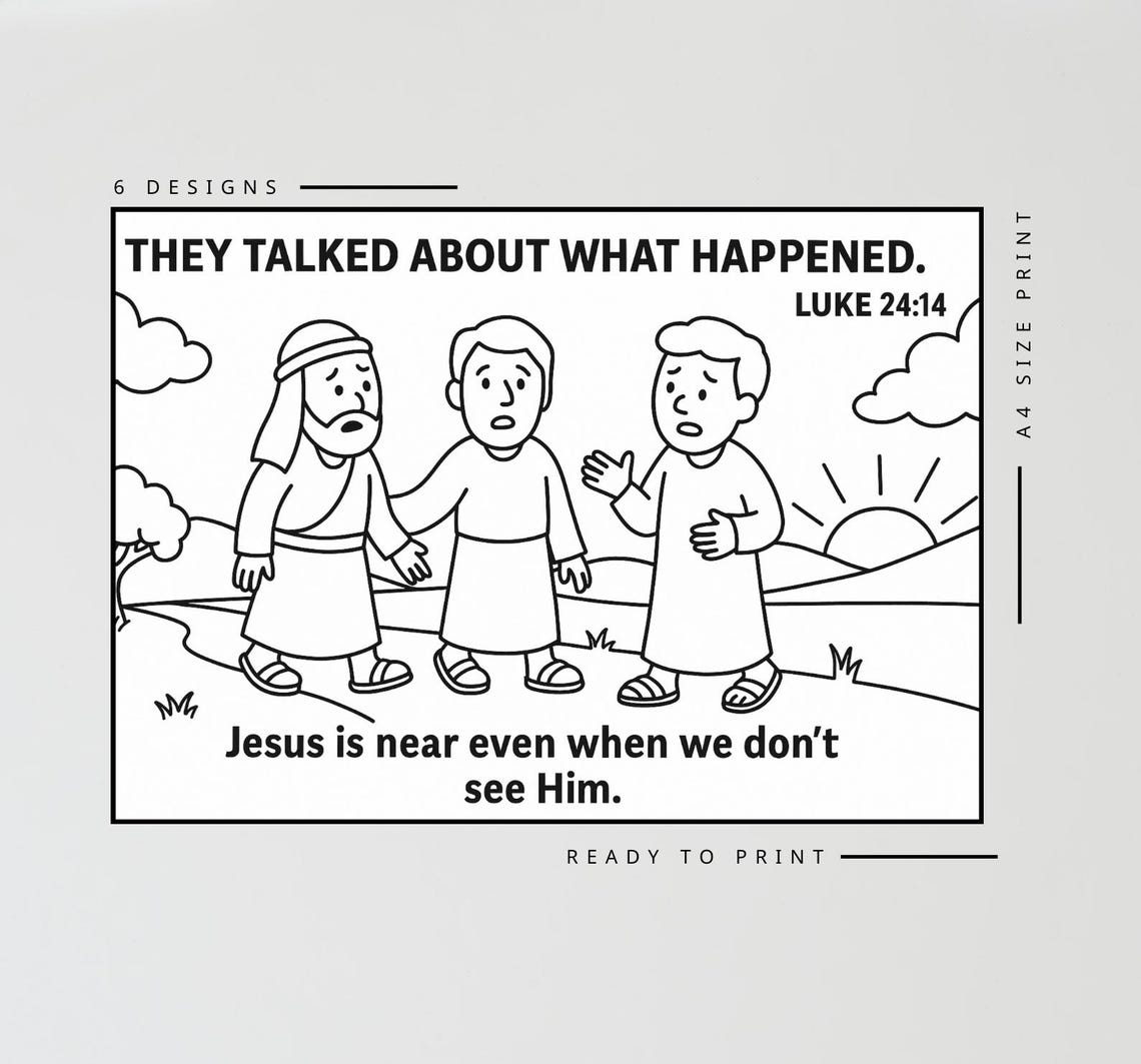 Road to Emmaus Coloring Pages Craft | Kids Bible Craft | Luke 24 ...