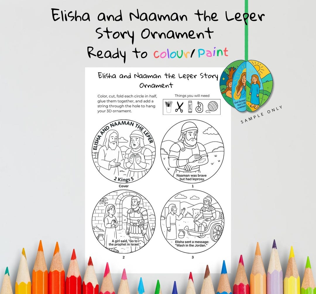 Elisha and Naaman the Leper (2 Kings 5) | 3D Bible Story Ornament ...