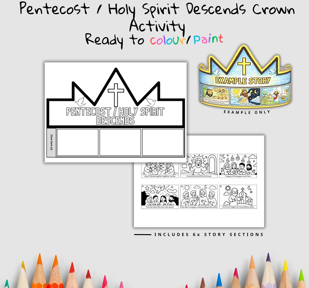 Pentecost Bible Crown Printable | Holy Spirit Coloring Craft for Kids ...