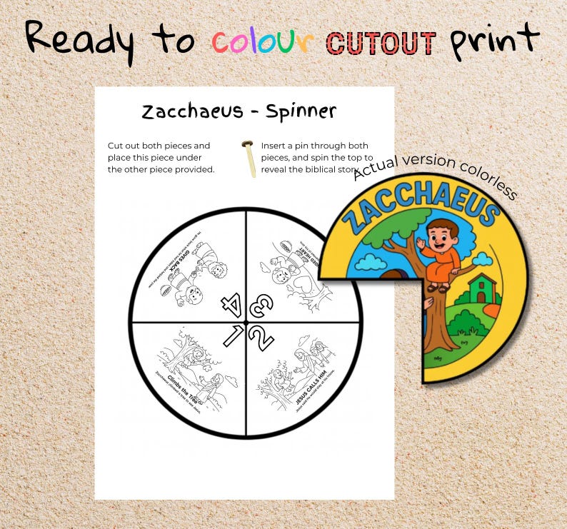 Zacchaeus Coloring Wheel, Bible Story Craft for Kids, Repentance and ...