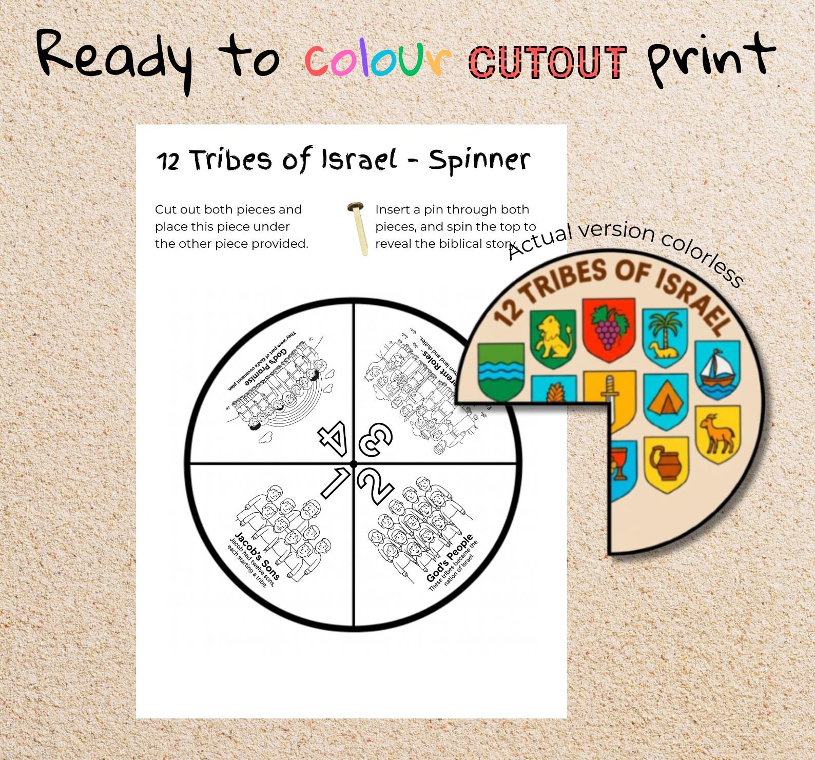 12 Tribes of Israel Coloring Wheel, Bible Story Craft for Kids, Old ...