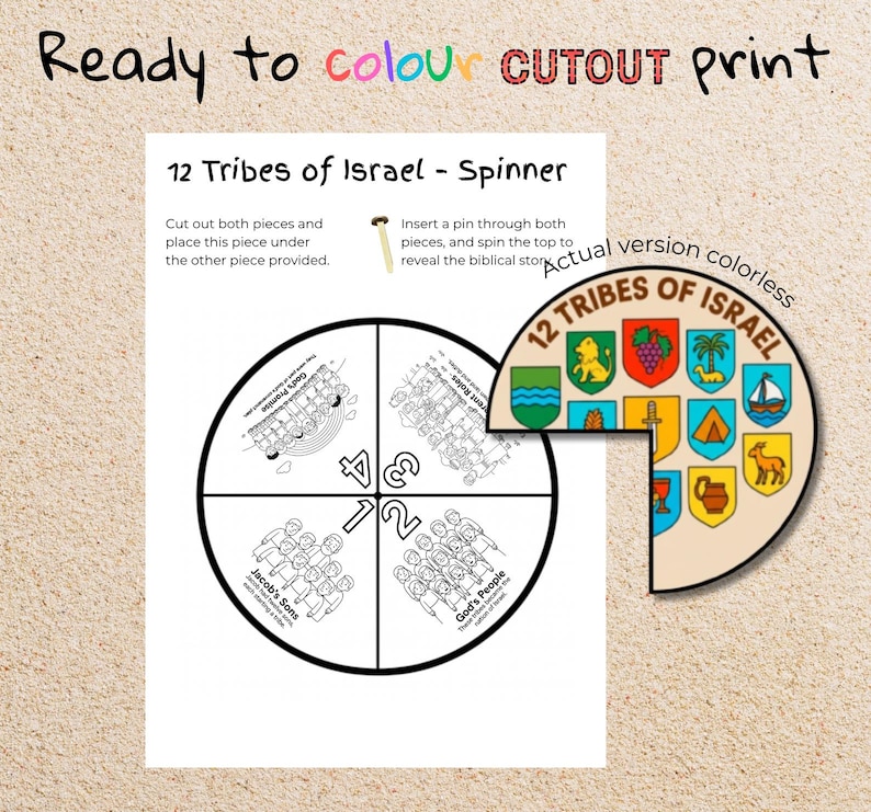 12 Tribes of Israel Coloring Wheel, Bible Story Craft for Kids, Old ...