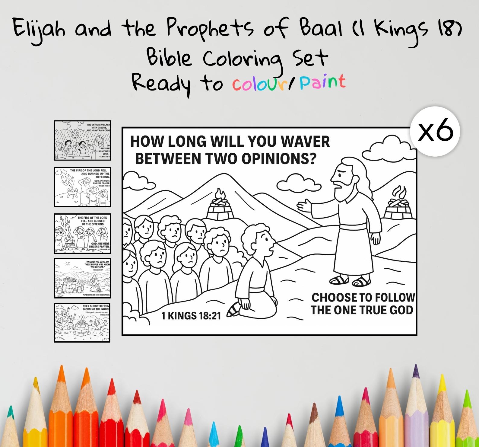 Elijah and the Prophets of Baal Coloring Pages Craft | Kids Bible Craft ...
