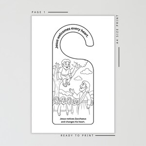 Zacchaeus Kids Bible Craft Door Hanger | Luke 19 Coloring Craft ...