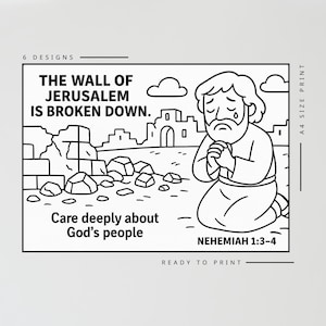 Nehemiah Rebuilds the Wall Coloring Pages Craft | Kids Bible Craft ...