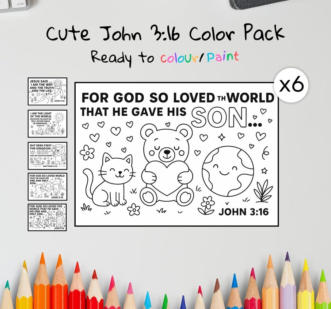 John 3:16 Bible Verse Coloring Pages – Christian Kids Activity ...