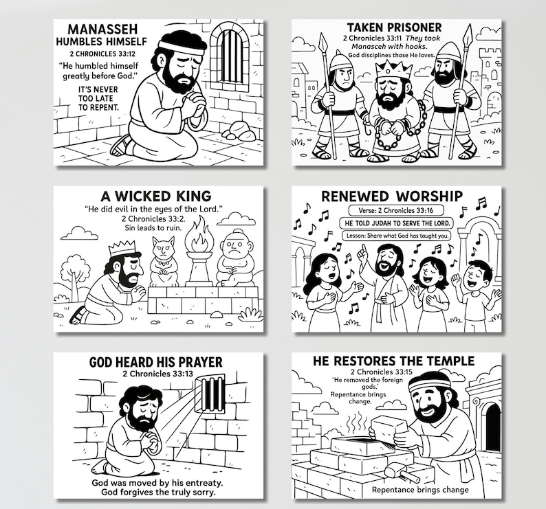 Manasseh’s Repentance Coloring Pages Craft | Kids Bible Craft | 2 ...