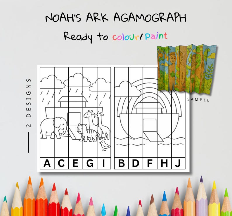 Printable Noah’s Ark Agamograph – the Flood & God’s Promise – Sunday ...