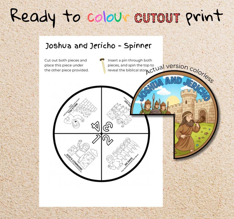 Joshua and Jericho Coloring Wheel, Bible Story Craft for Kids, Faith ...