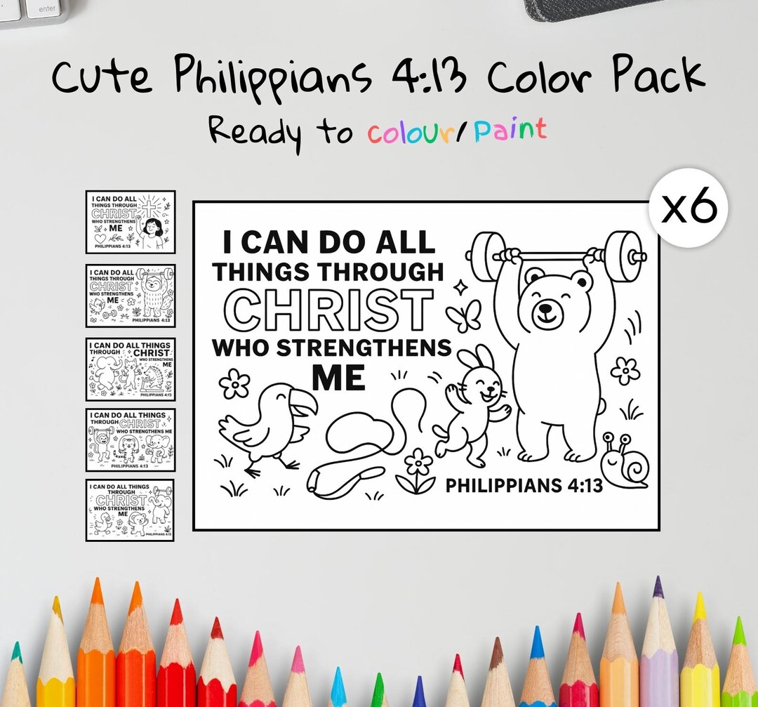 Philippians 4:13 Bible Verse Coloring Pages – Christian Kids Activity ...