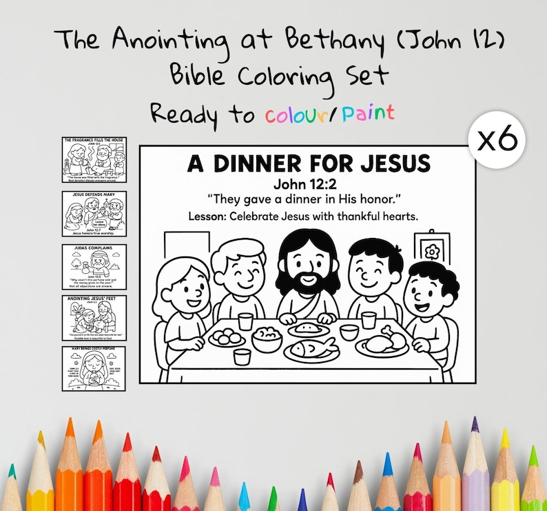 Anointing at Bethany Coloring Pages Craft | Kids Bible Craft | John 12 ...